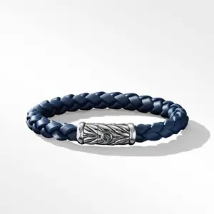 David Yurman David Yurman Chevron Bracelet Blue Rubber
