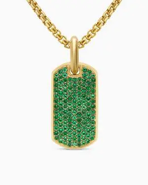 David Yurman David Yurman Chevron Tag With Black Diamonds Emerald