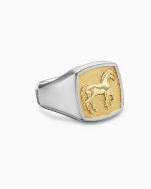 David Yurman Petrvs Horse Pinky Ring - Sterling Silver/18k Yellow Gold