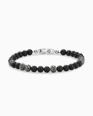 David Yurman Spiritual Beads Bracelet With Tiger’s Eye And Cognac Diamonds - Black Onyx/black Diamonds