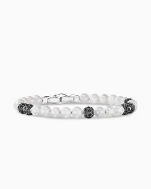 David Yurman Spiritual Beads Bracelet With Tiger’s Eye And Cognac Diamonds - Pearl/black Diamond