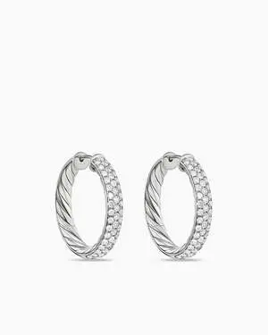 David Yurman Dy Mercer Hoop Earrings With Diamonds - Diamond