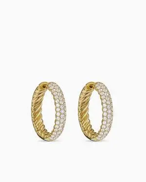 David Yurman Dy Mercer® Hoop Earrings In 18k Yellow Gold With Diamonds - Diamond
