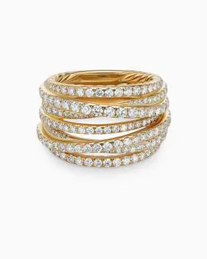 David Yurman 18k Yellow Gold Crossover Pavé Ring - Diamond