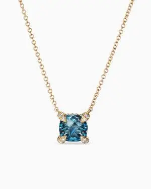 David Yurman Petite Chatelaine® Pendant Necklace With And Diamonds - Hampton Blue Topaz