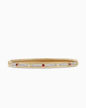 David Yurman 18k Yellow Gold Bangle With Diamonds And Rubies - Ruby