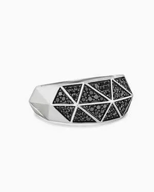 David Yurman Faceted Signet Ring With Diamonds - Black Diamond