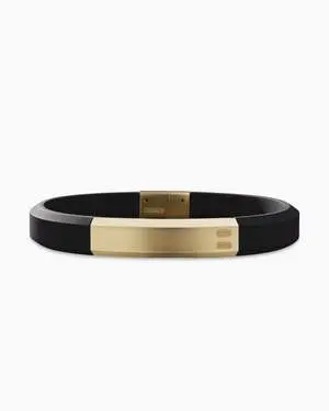 David Yurman Streamline Id Bracelet With Pietersite And 18k Yellow Gold - Black Rubber