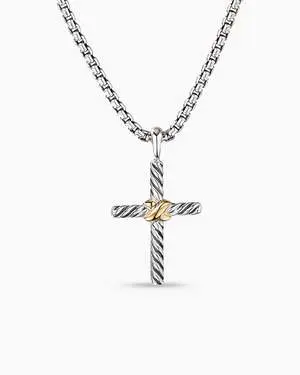 David Yurman Petite X Cross Pendant Necklace - Sterling Silver/14k Yellow Gold