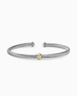 David Yurman Classic Cable Station Bracelet - Sterling Silver/18k Yellow Gold