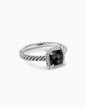 David Yurman Petite Chatelaine® Pavé Bezel Ring - Black Onyx
