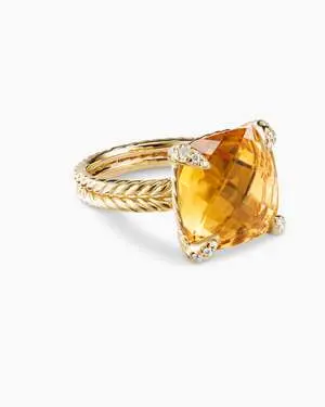 David Yurman Chatelaine Ring With And Diamonds - Citrine