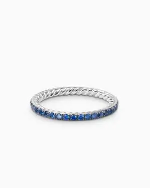 David Yurman David Yurman DY Eden Band Ring In Platinum With Pavé Black Diamonds Sapphire