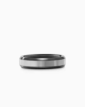 David Yurman Beveled Band Ring - Blk Titanium With Grey Titanium