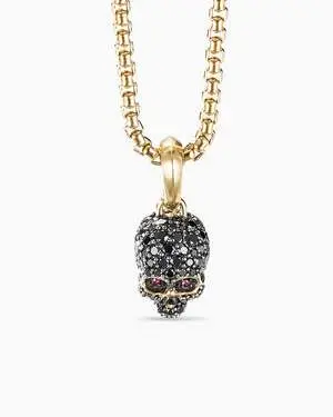 David Yurman Memento Mori Skull Pendant - Black Diamond/ruby