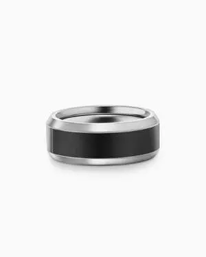 David Yurman Beveled Band Ring - Grey Titanium With Blk Titanium