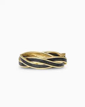 David Yurman Dy Helios™ 18k Yellow Gold Band Ring - Forged Carbon