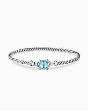 David Yurman Chatelaine Bracelet In Sterling Silver With And Diamonds - Blue Topaz