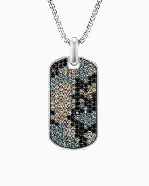 David Yurman Chevron Tag In Sterling Silver With Black Diamonds Black/cognac Diamonds