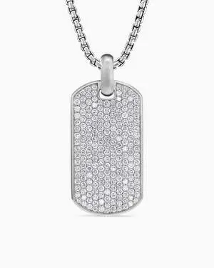 David Yurman Chevron Tag In Sterling Silver With Black Diamonds - Diamond
