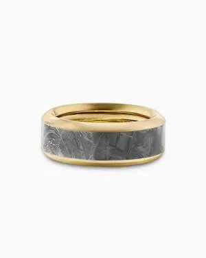 David Yurman 18k Yellow Gold And Beveled Band Ring - Meteorite