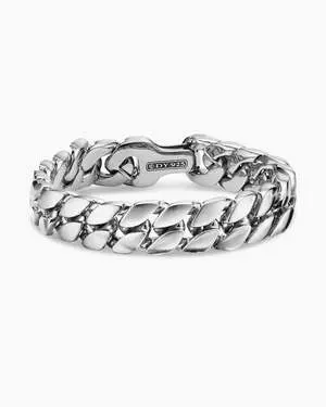 David Yurman Curb Chain Bracelet With Black Diamonds - All Sterling Silver