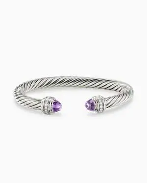 David Yurman David Yurman Classic Cable Bracelet With Diamonds And Onyx Amethyst