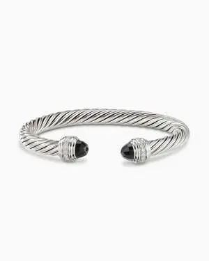 David Yurman David Yurman Classic Cable Bracelet With Topaz And Diamonds Black Onyx