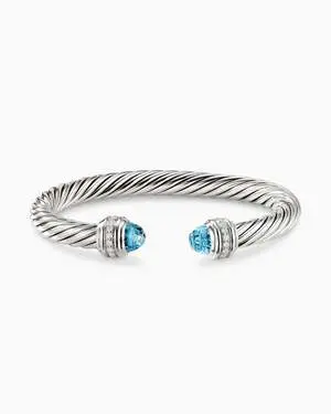 David Yurman David Yurman Classic Cable Bracelet With Topaz And Diamonds Blue Topaz