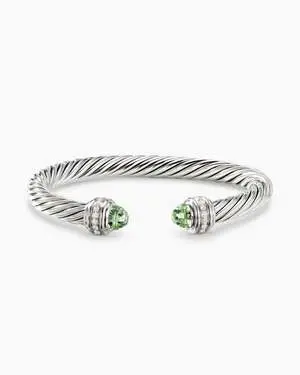 David Yurman David Yurman Classic Cable Bracelet With Diamonds And Onyx Prasiolite