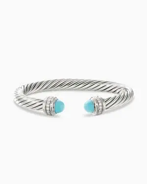 David Yurman David Yurman Classic Cable Bracelet With Diamonds And Onyx Turquoise