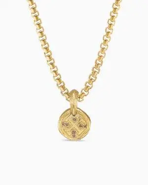 David Yurman Shipwreck Coin Amulet In 18k Yellow Gold - Cognac Diamond