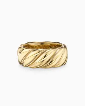 David Yurman Sculpted Cable Band Ring - All 18k Yellow Gold