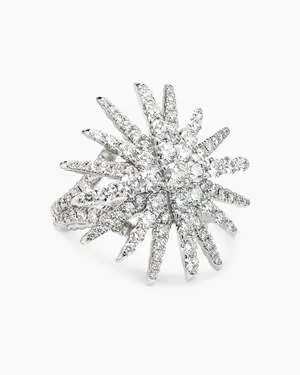 David Yurman 18k White Gold Starburst Ring - Diamond