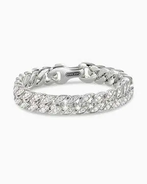 David Yurman David Yurman Sterling Silver Curb Chain Bracelet Diamond