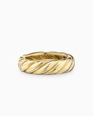 David Yurman Sculpted Cable Band Ring - All 18k Yellow Gold