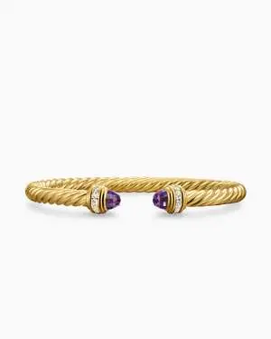 David Yurman Cablespira® Bracelet In 18k Yellow Gold With Diamonds - Amethyst