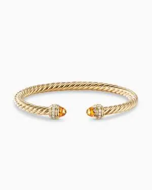 David Yurman Cablespira® Bracelet In 18k Yellow Gold With Diamonds - Citrine