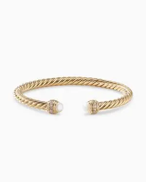 David Yurman Cablespira® Bracelet In 18k Yellow Gold With Diamonds - Pearl