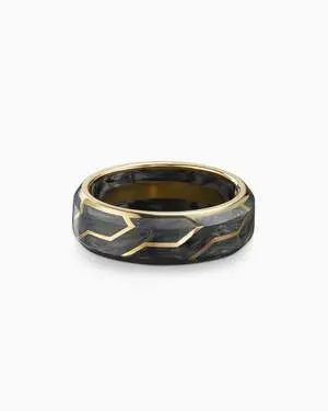 David Yurman Band Ring In 18k Yellow Gold - Forged Carbon