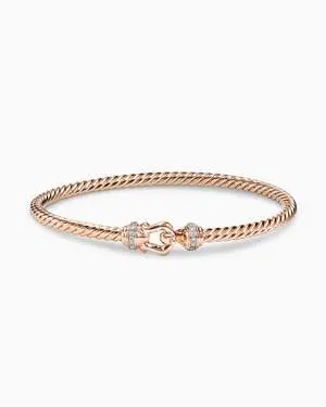 David Yurman David Yurman Buckle Cablespira Bracelet In 18K Rose Gold With Diamonds Diamond
