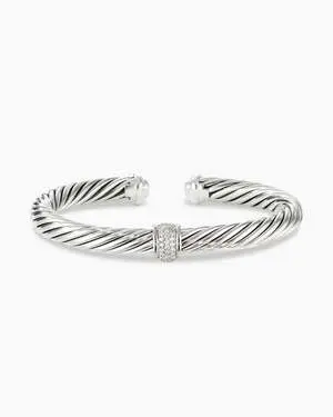 David Yurman Classic Cable Station Bracelet With Pavé Diamonds - Diamond