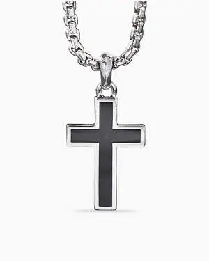 David Yurman Exotic Stone Cross Pendant - Black Onyx