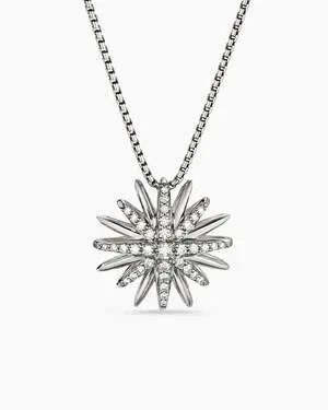 David Yurman Sterling Silver Starburst Pendant Necklace - Diamond