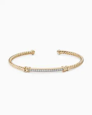 David Yurman Petite Helena Cablespira® Station Bracelet In 18k Yellow Gold With Diamonds - Diamond