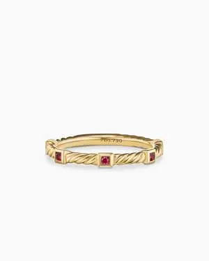 David Yurman Cable Collectibles® Stack Ring In 18k Yellow Gold With Sapphires - Ruby