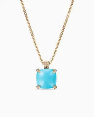 David Yurman 18k Yellow Gold Chatelaine Pendant Necklace - Turquoise