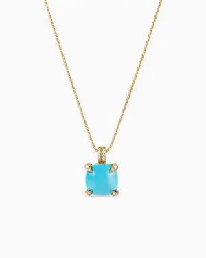 David Yurman 18k Yellow Gold Chatelaine Pendant Necklace - Turquoise