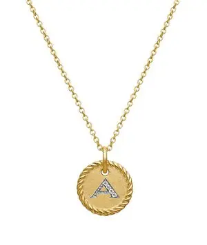 David Yurman Initial Charm Necklace - All 18k Yellow Gold