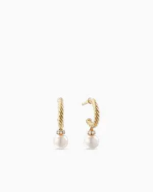David Yurman 18k Yellow Gold Petite Solari Pearl And Diamond Drop Earrings - Akoya White Pearl